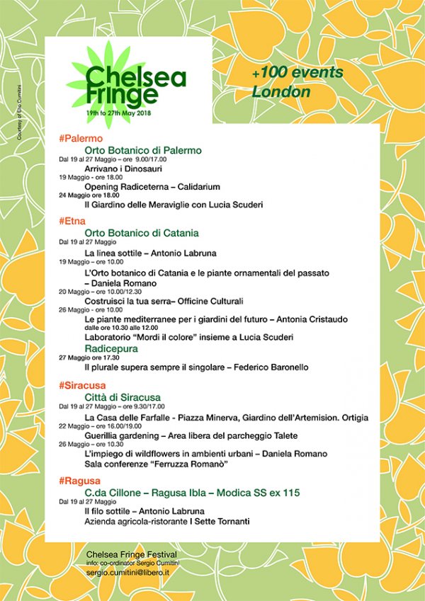 Chelsea Fringe / Orto Botanico - Università di Catania - L'Agenda